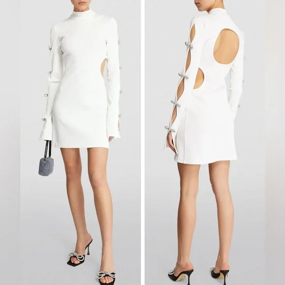 MACH & MACH | Dresses | Mach And Mach Crystal Bow Long Sleeve Cutout ...